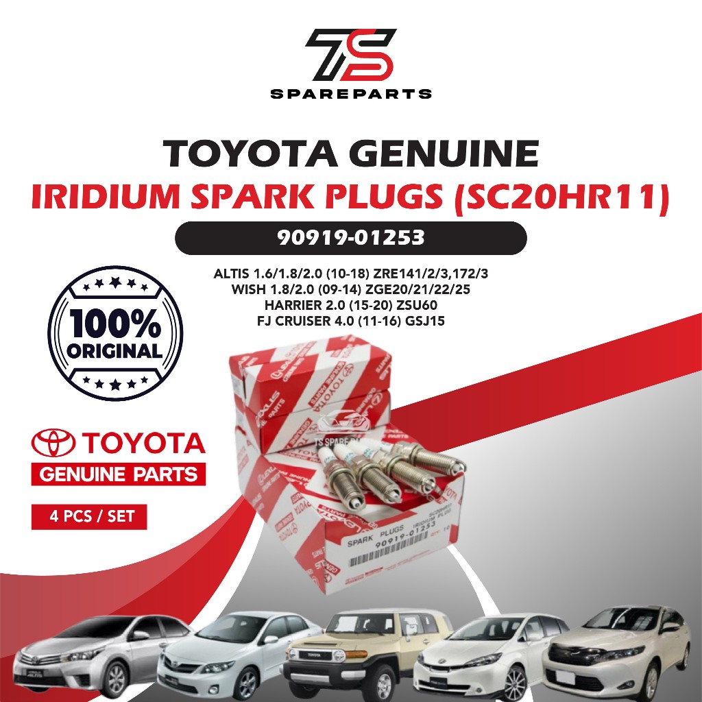 Toyota Iridium Spark Plugs 90919-01253 Altis/Wish/Harrier/FJ Cruiser (1pcs) Barang Kereta Spark ...