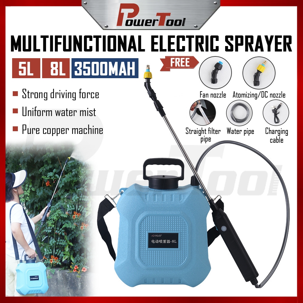 8L/5L Rechargeable Electric Sprayer Pressure Backpack Sprayer Pump Car ...