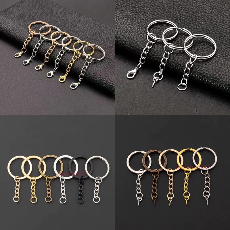 25/30mm Gold Silver DIY Metal Keychain Ring Holder Flat Head Circle ...