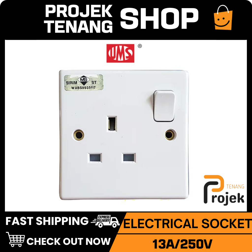 UMS 13A/250V SWITCH SOCKET OUTLET / WALL SOCKET SWITCHES/SIRIM APPROVED ...