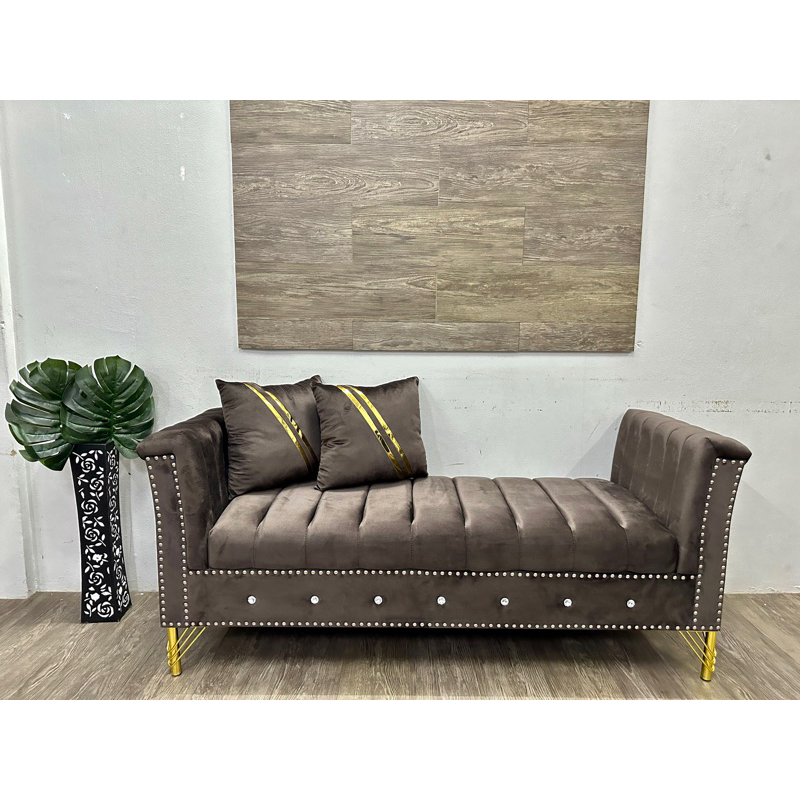 VC MODERN LINE LONG STOOL BENCH CHAIR DIAMOND OTTOMAN VELVET SOFA ...