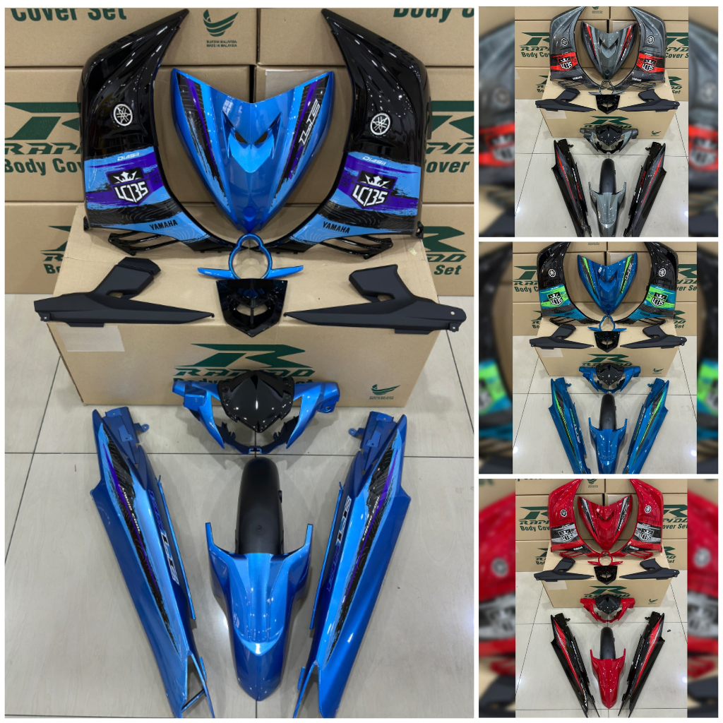 COVER SET YAMAHA LC135 V4 V5 V6 V7 COVER SET 2024 BIRU GREY RED HIJAU ...