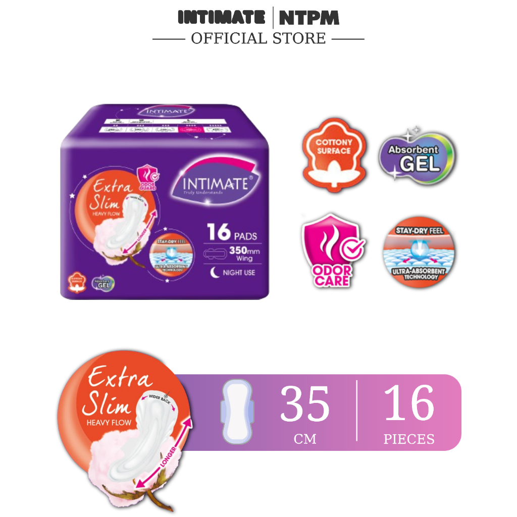 Intimate Extra Slim NiteLong Wing 350mm (16's) | Shopee Malaysia