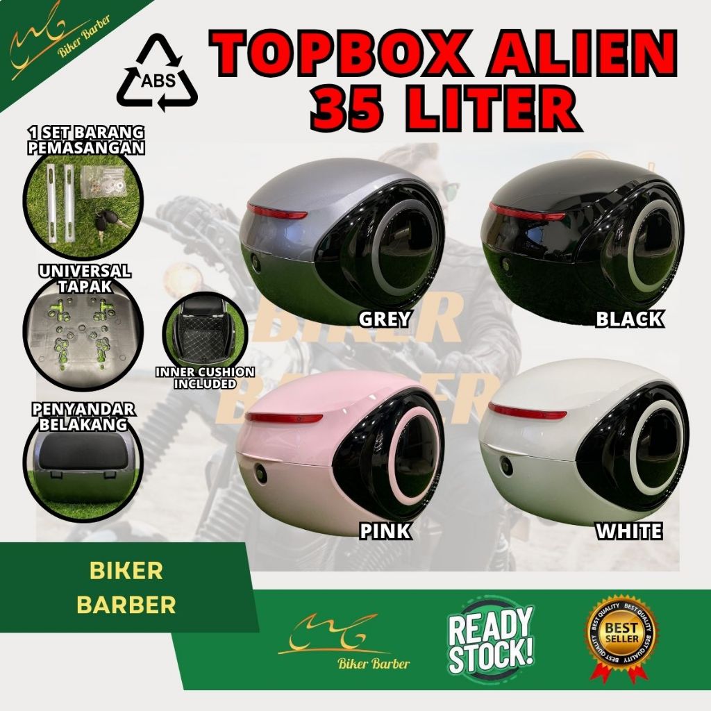 Top Box Alien Siput Motor 35l Black Grey White Box Motor Y15zr Y16zr ...