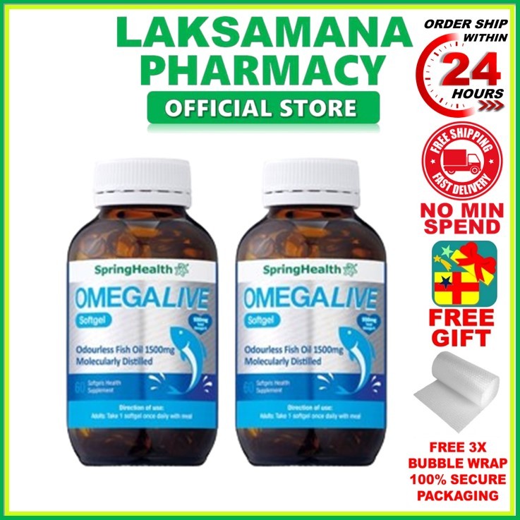 [EXP:02/2025] SpringHealth OMEGALIVE ® Softgel Odourless Fish Oil 1500mg (60’s/2x60's) | Shopee ...