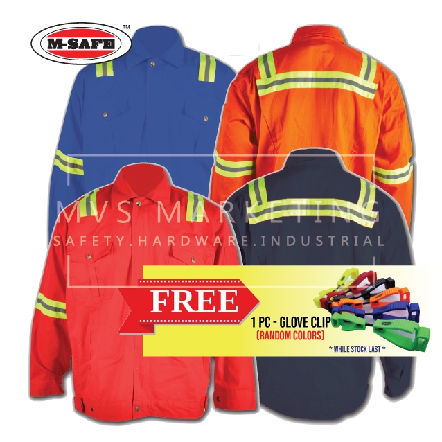 M-SAFE 100% COTTON JACKET C/W REFLECTOR / SAFETY JACKET (FREE GLOVE ...