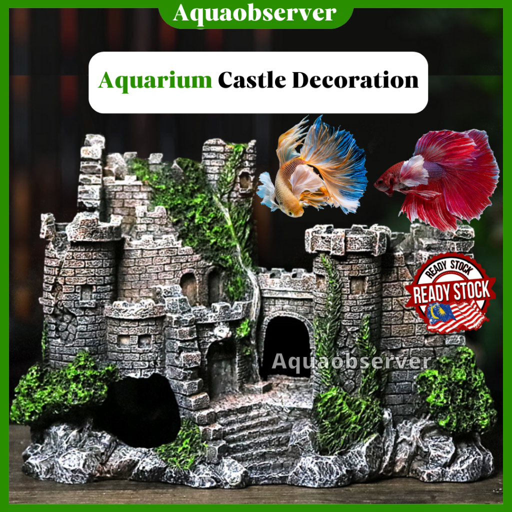 Aquarium Ancient Castle Fish Tank Durable Resin Deco Decoration ...