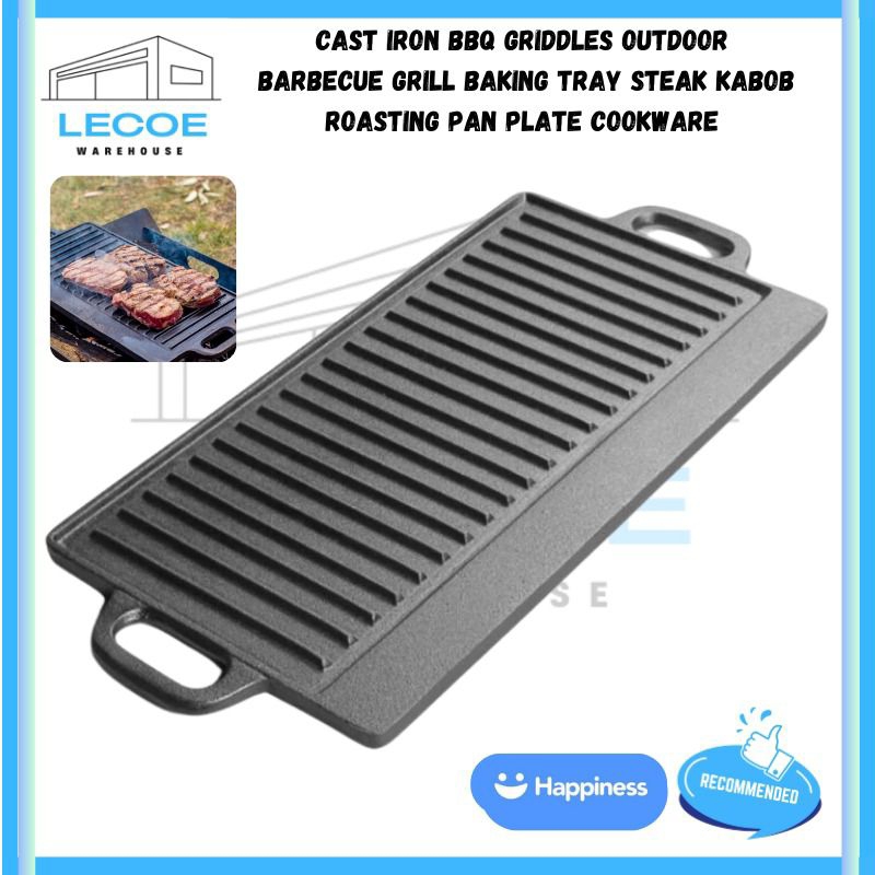 (LOWEST PRICE)Cast Iron BBQ Griddles Outdoor Barbecue Grill Baking Tray ...