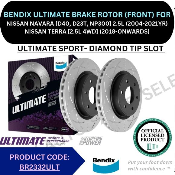 BENDIX ULTIMATE DISC BRAKE ROTOR (FRONT) FOR NISSAN NAVARA [D40, D23T ...