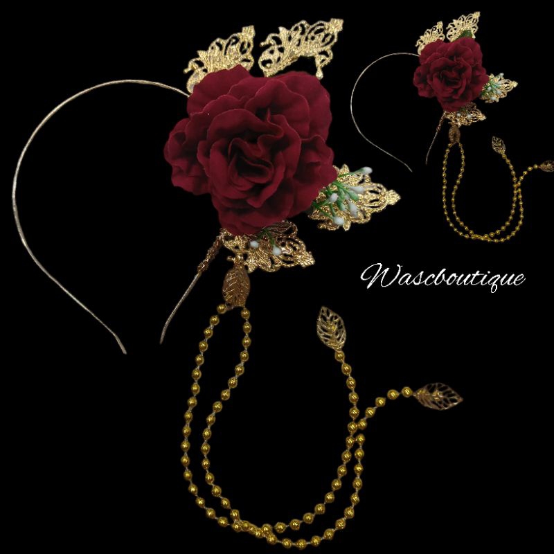 Sanggul tepi bunga roses baldu dan jurai | Shopee Malaysia