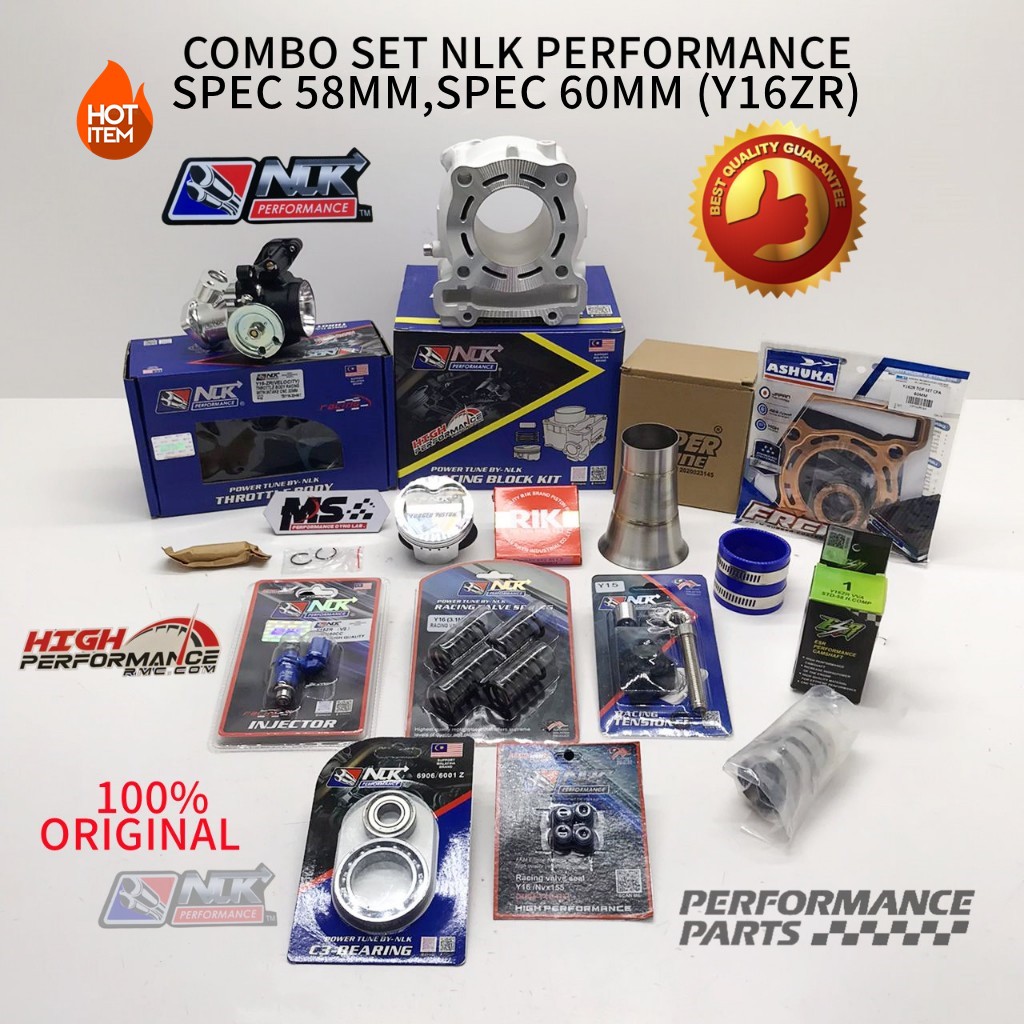 COMBO NLK Y16ZR PACKAGE RACING (NLK PERFORMANCE) Y16ZR SPEC 58MM,60MM | Shopee Malaysia