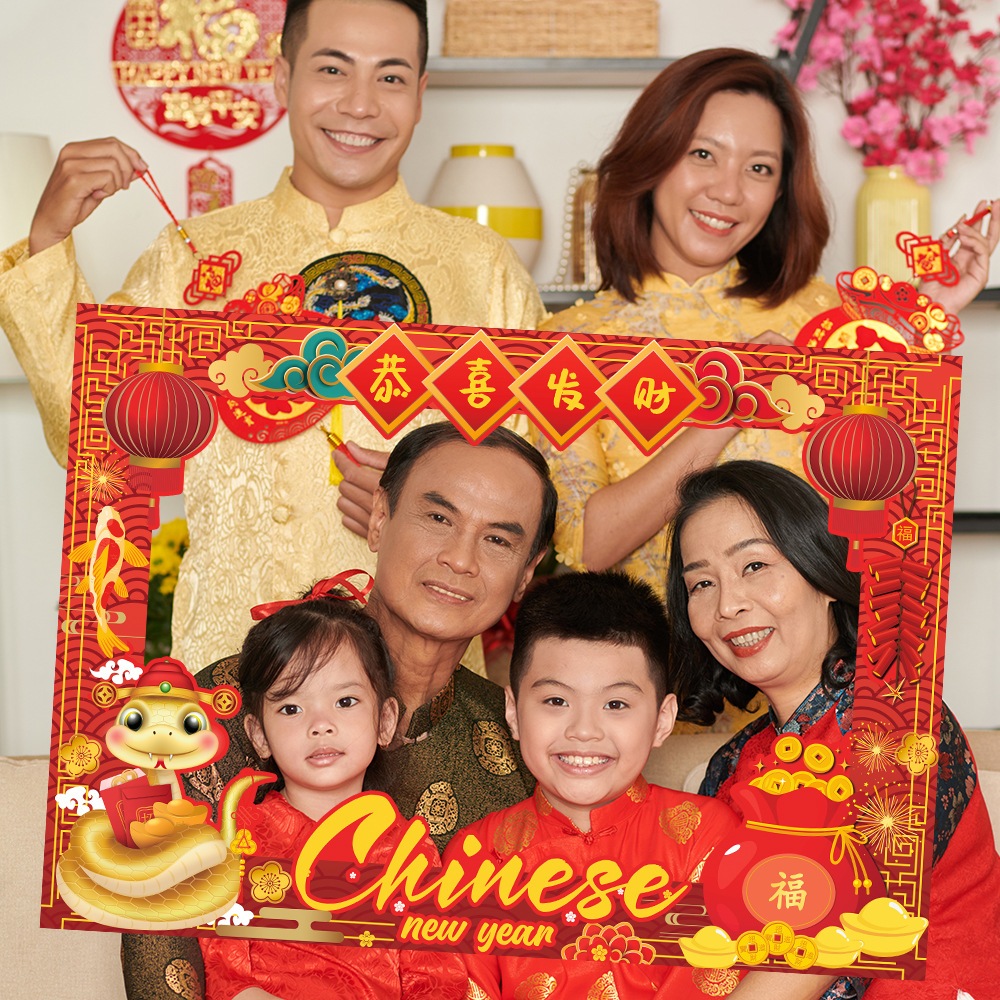 25pc CNY 2025 Chinese New Snake Year Party Paper Photo Booth Frame ...