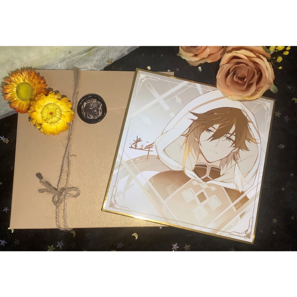 【Ready Stock】Genshin doujin Zhongli & Yaksha series shikishi 原神同人 钟离 ...