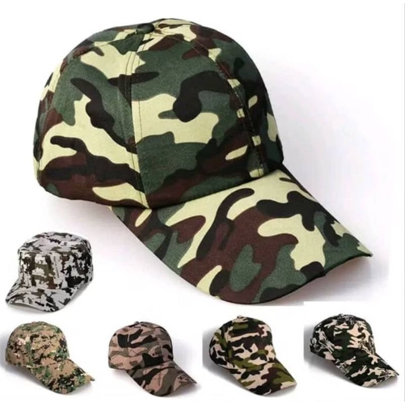 Topi kerja corak askar/Cap kebun/Cap askar/Outdoor training cap/Army ...