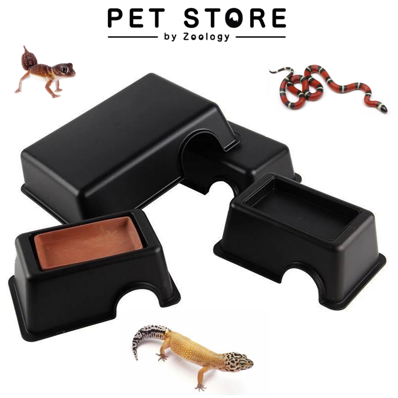 Reptile leopard gecko Hide Box with water / food dish Hide Cave lizards ...