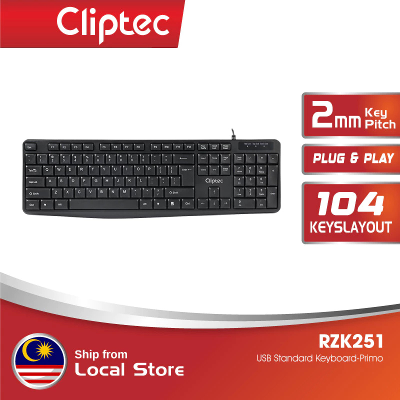 CLiPtec RZK251 USB Standard Keyboard-Primo CLIPTEC USB 1-STANDARD ...