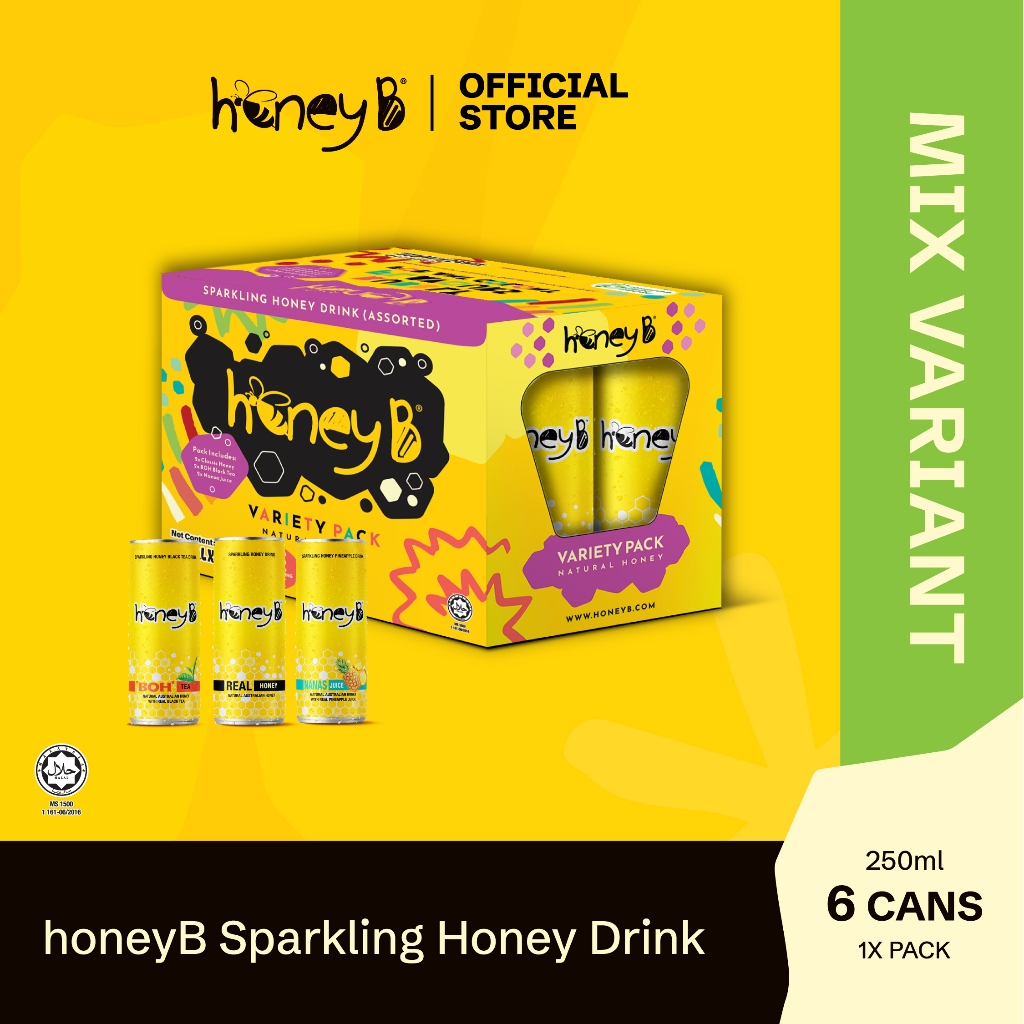 honeyB Sparkling Honey Drink Variety Pack (250ml x 6) | Shopee Malaysia