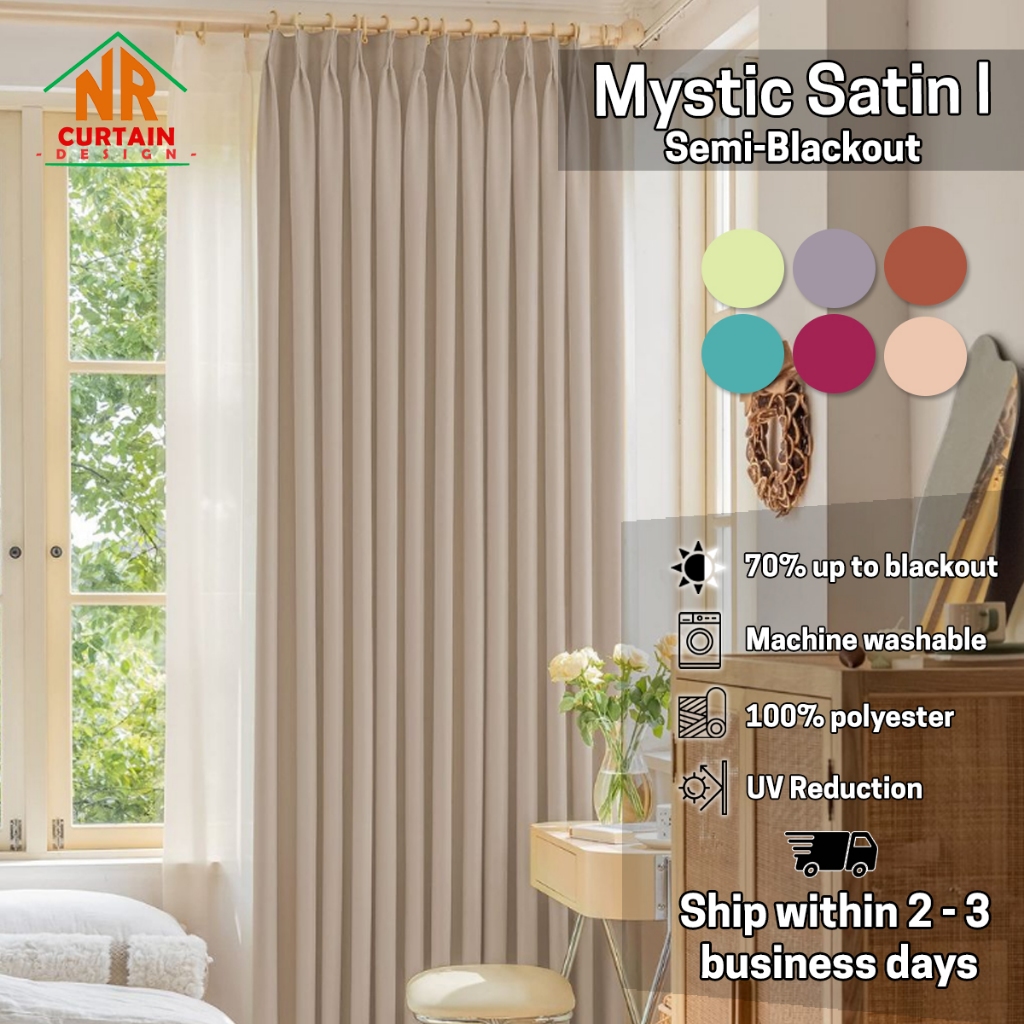 Langsir Murah Mystic Satin I Lebar 130cm-265cm Kain Semi Blackout ...