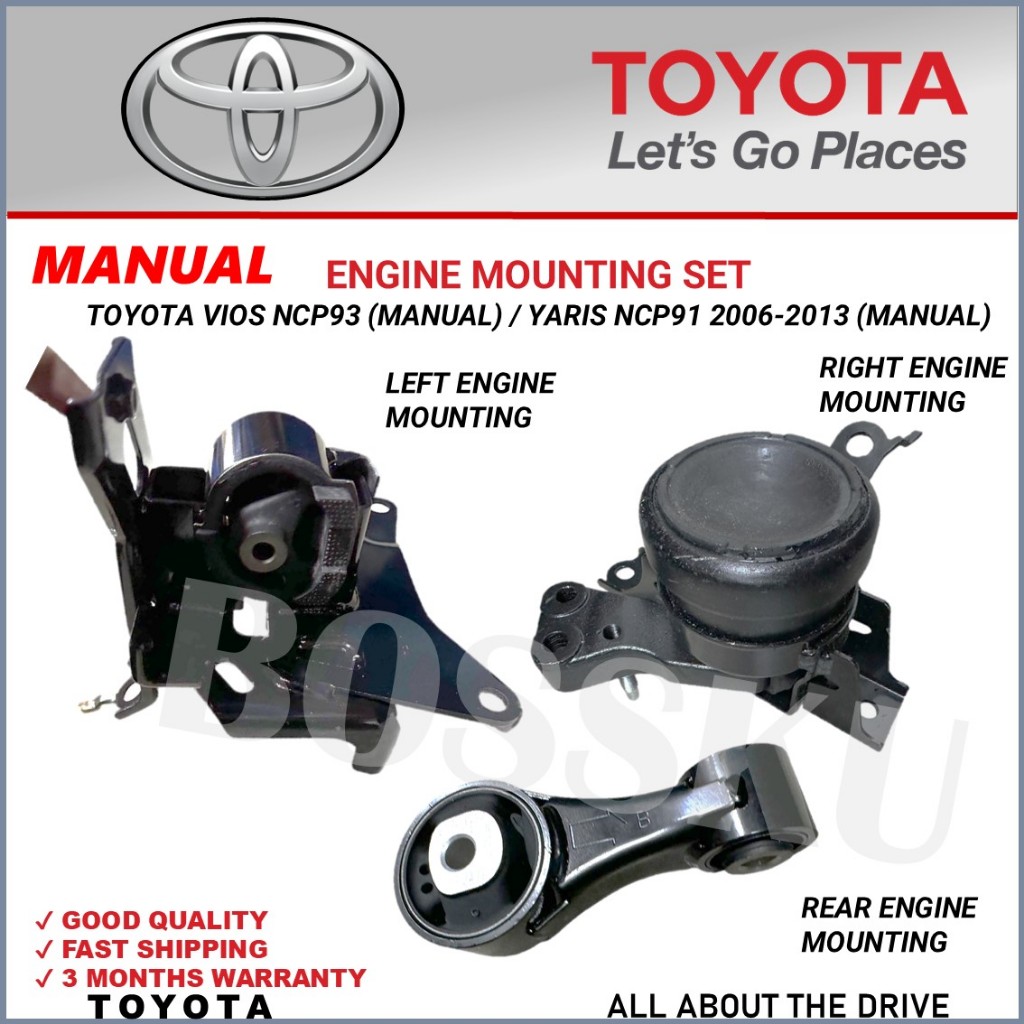 ENGINE MOUNTING SET 1 SET 3 PCS - TOYOTA VIOS NCP93 (MANUAL) / YARIS ...