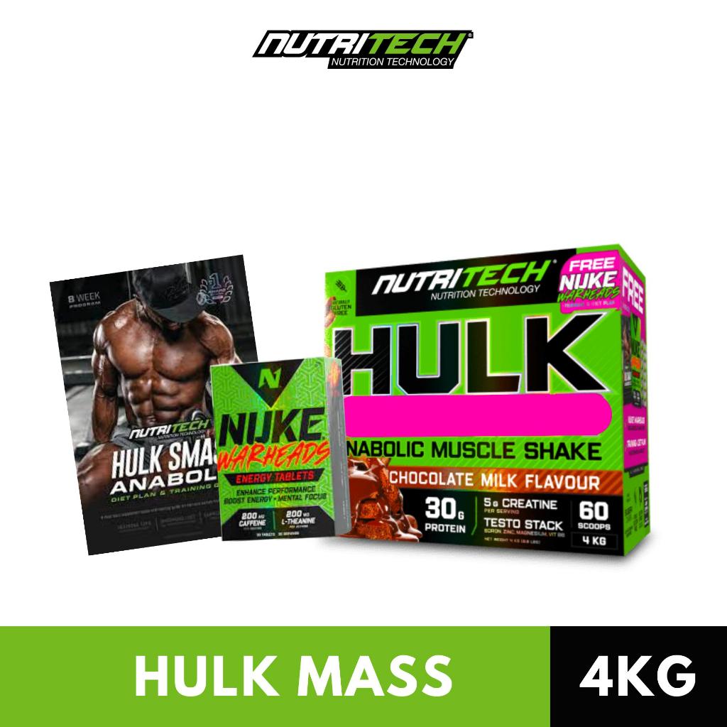 Nutritech Hulk Mass Gainer 4KG | Mass Protein Shake Combo Box | Serbuk ...