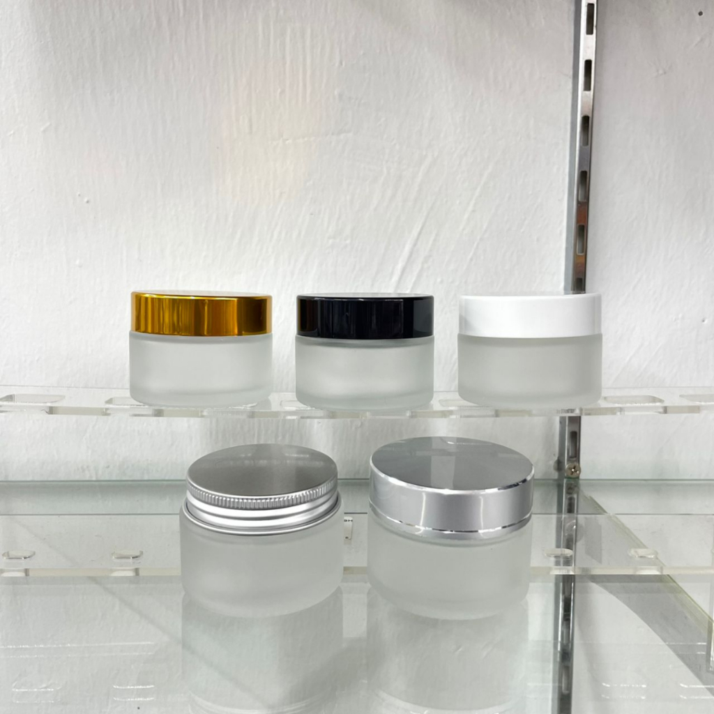 Malaysia ReadyStock 30g Frosted Cream Glass Jar Cosmetic Sample Empty Container Glass Round Pot ...