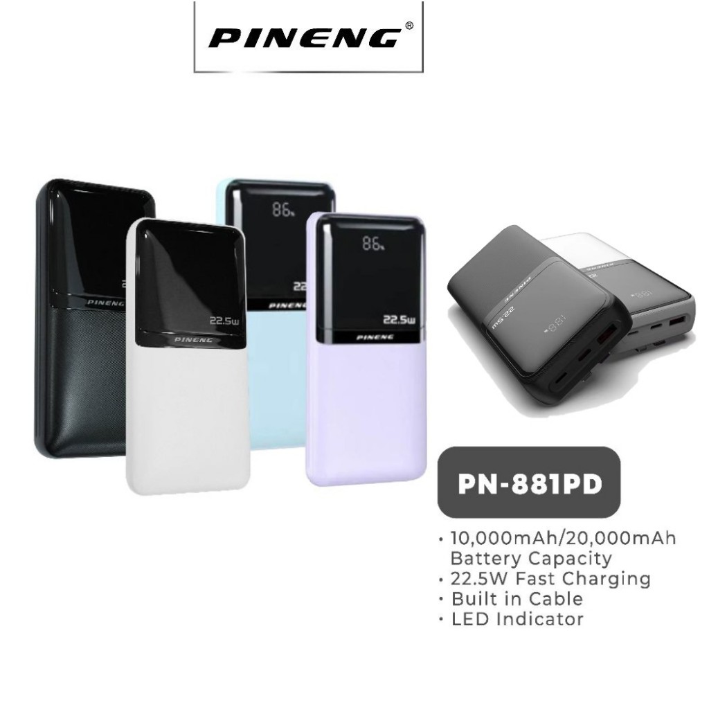 PINENG PN-881 Powerbank 20000mAh Type C Input Output PD + QC 3.0 With ...