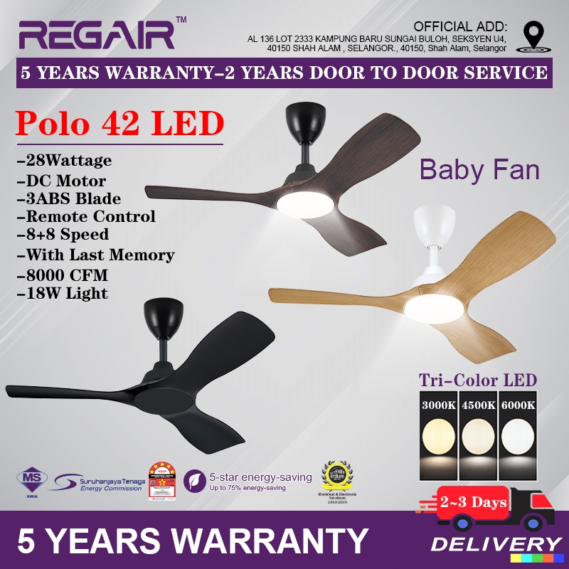 INOVO Polo 42 DC Ceiling Fan with Light Remote Control 3 Blades Mini ...