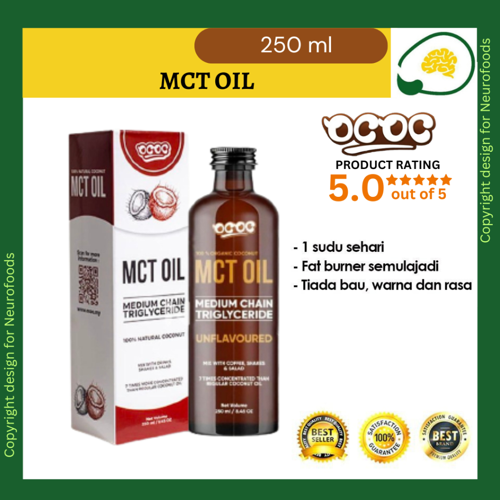 OCOC Pure MCT Oil Coconut Oil Unflavored Colorless Dr Rizal 250ml Minyak MCT C8 C10 | Shopee ...
