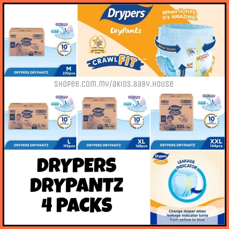 DRYPERS DRYPANTZ (M58/L48/XL42/XXL36) | Shopee Malaysia