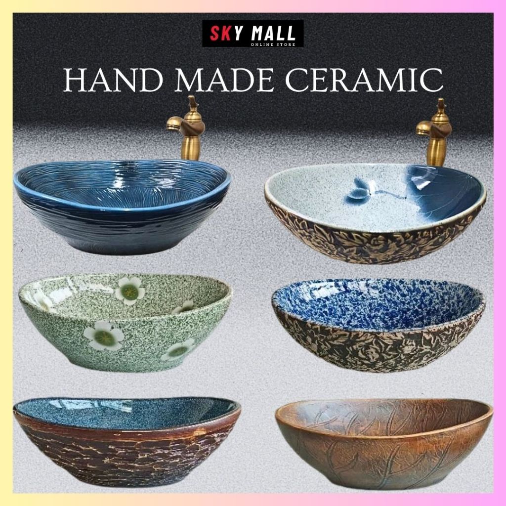 HANDMADE BASIN DESIGNER ART BASIN COUNTER TOP BASIN | Shopee Malaysia