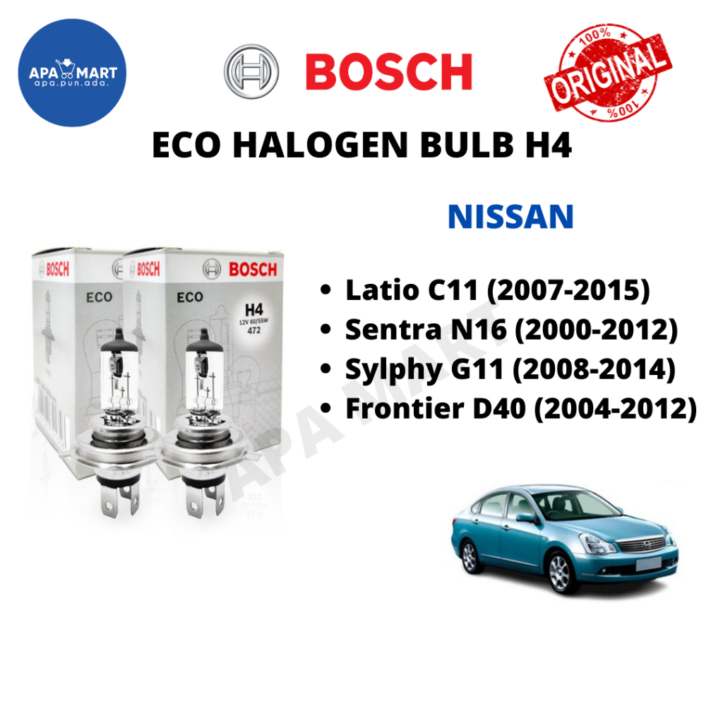 BOSCH Eco H4 Halogen Headlamp Bulb 12V 60/55W H4 Bulb for Nissan Latio ...