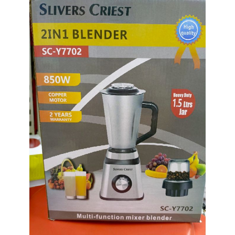 SLIVERS CRIEST 2IN1 STEEL BLENDER 850W copper motor, warranty, multi ...