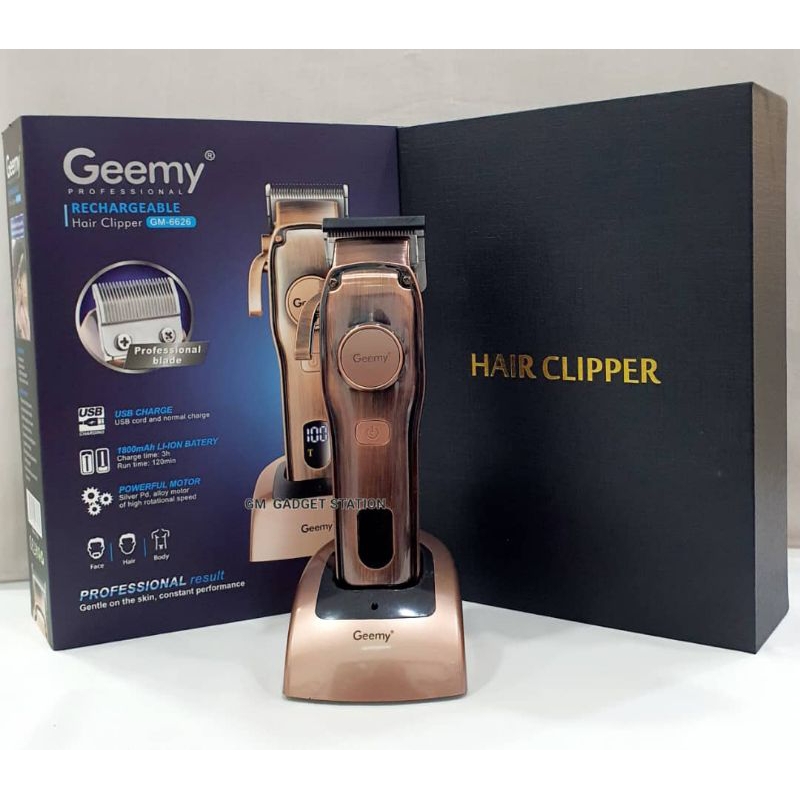 GEEMY PROFESSIONAL WIRELESS GM-6626 HAIR TRIMMER 4COMB MESIN RAMBUT ...