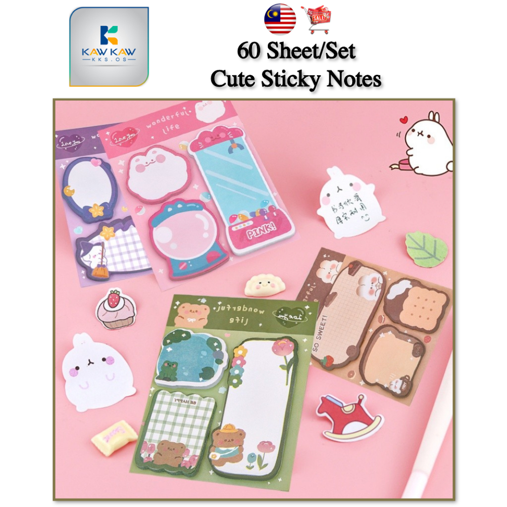 𝐊𝐊𝐒 𝟔𝟎 𝐒𝐡𝐞𝐞𝐭/𝐒𝐞𝐭 𝐂𝐮𝐭𝐞 𝐒𝐭𝐢𝐜𝐤𝐲 𝐍𝐨𝐭𝐞𝐬 🚚 Creative Cartoon Memo Bookmark ...