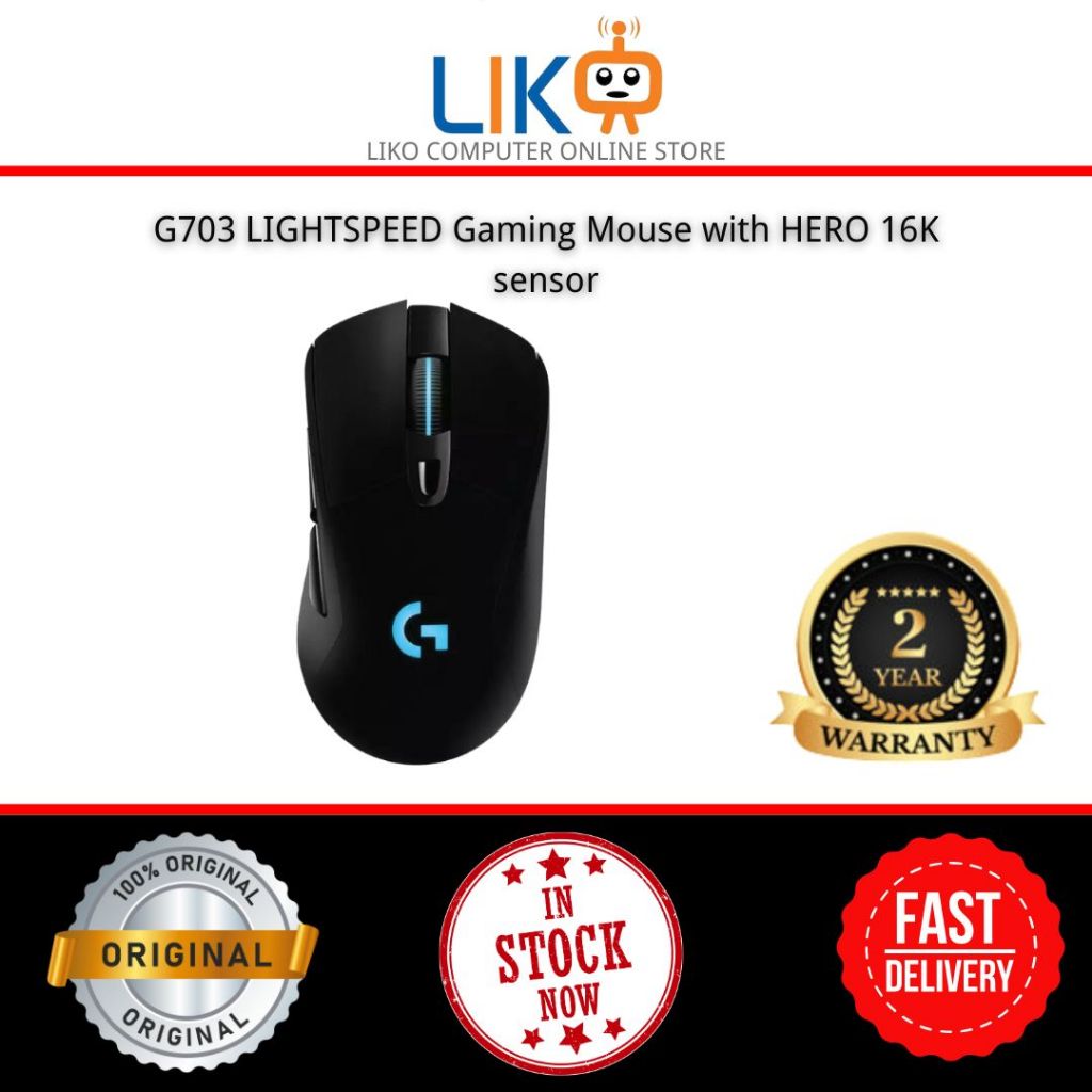 Logitech G703 LightSpeed Wireless Gaming Mouse With Hero 16k Sensor | PowerPlay Compatible ...