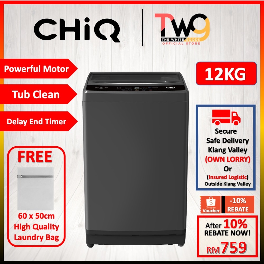 CHIQ 7KG / 10KG / 12KG 7 Programme Top Load Fully Auto Washer Washing ...