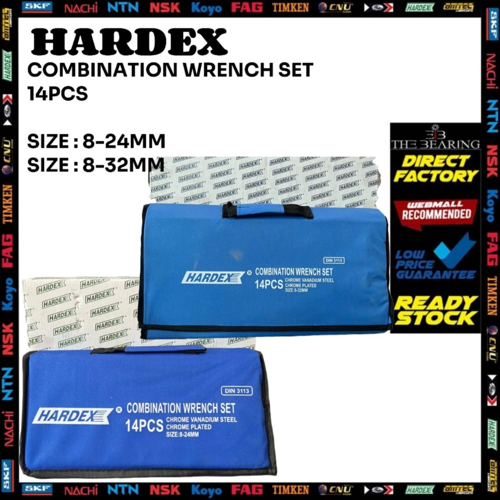 HARDEX COMBINATION SPANNER SET 8MM - 24MM/8MM-32MM COMEN AND RING14PCS ...