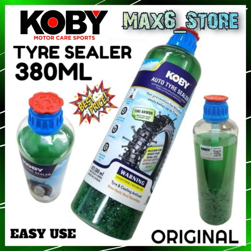 ORIGINAL KOBY AUTO TYRE SEALER 380ML TIRE UBAT TAYAR GAM TIRE TUBELESS ...