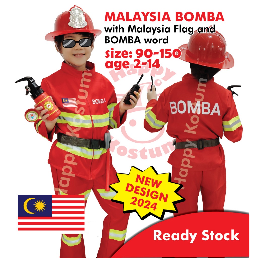 💥Occupation Bomba Costume Kids Fireman Malaysia Kostum untuk Budak ...