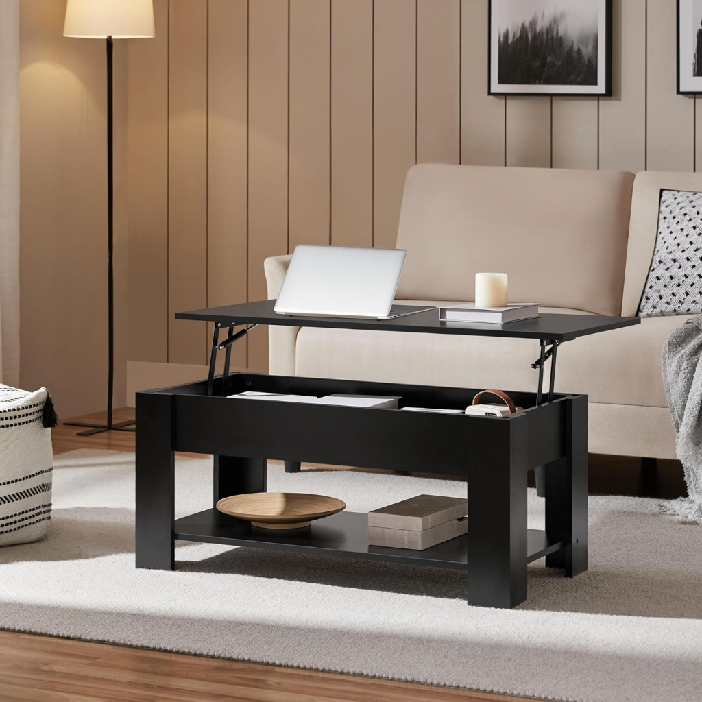 Coffee Table Hidden Compartment and Storage Rack Living Room Reception ...