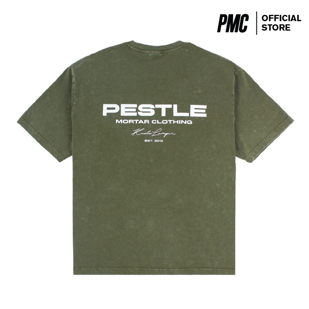 PMC KL Scripted Washed Tee Olive | Shopee Malaysia