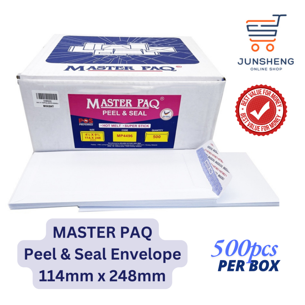 MASTER-PAG WHITE ENVELOPE 4.5 x 9.75 inch (114 x 248mm) (WINDOW / NO ...