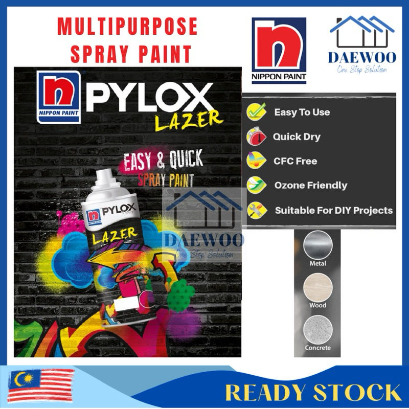 Nippon Pylox Lazer Spray Paint Multipurpose Spray Colour For Wood Metal ...