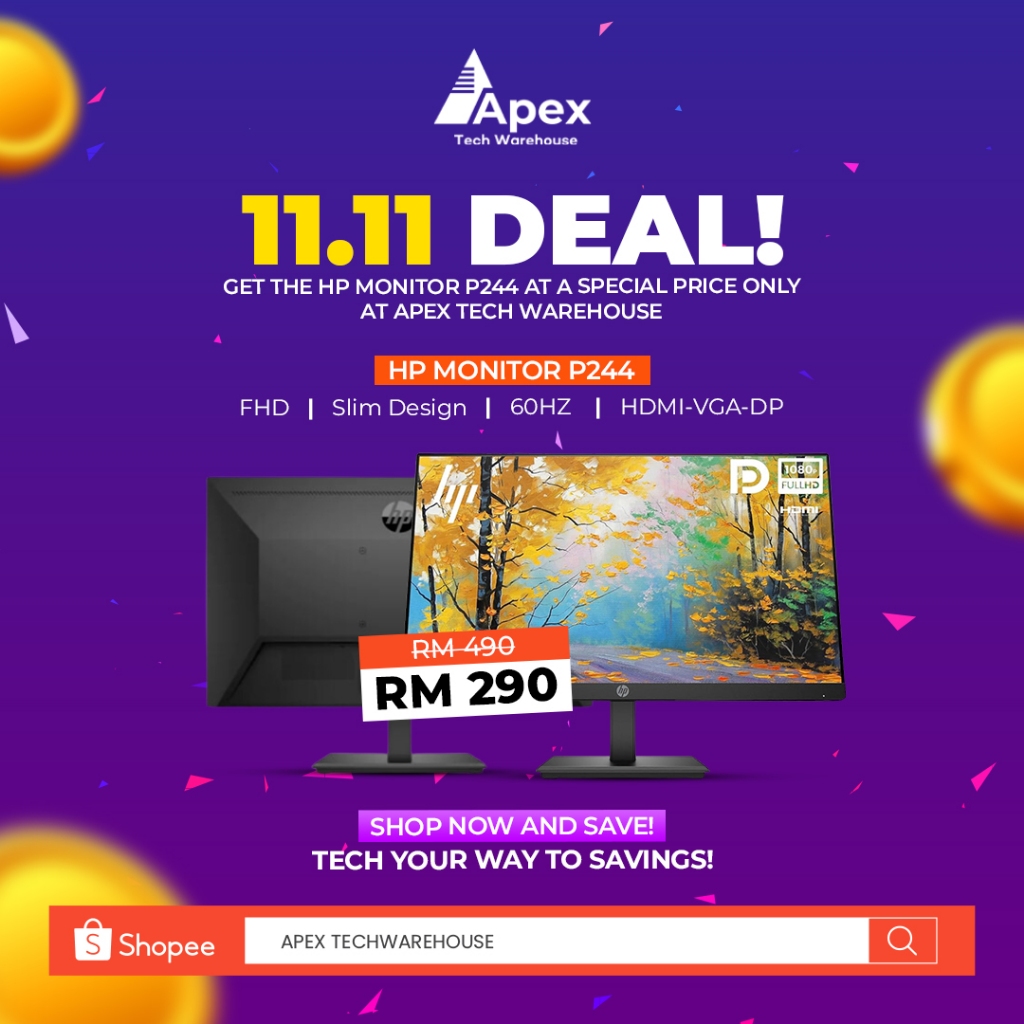 Gaming HP P244 23.8 Inch FHD IPS LED Backlit LCD Anti-Glare Monitor ...