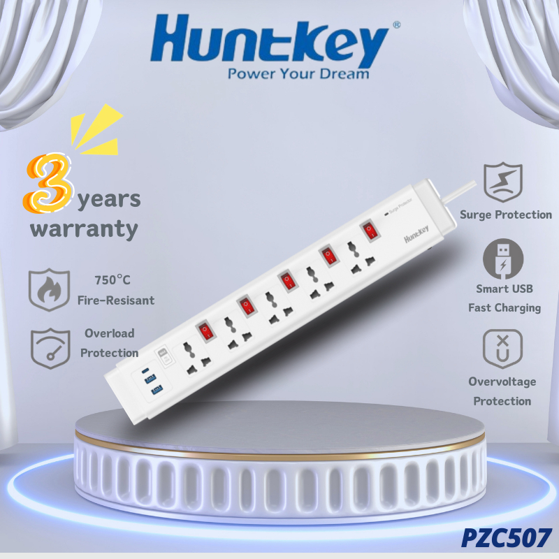 Huntkey SZC507 Universal Triple Socket (2M) | 7 in 1 Power Strip ...