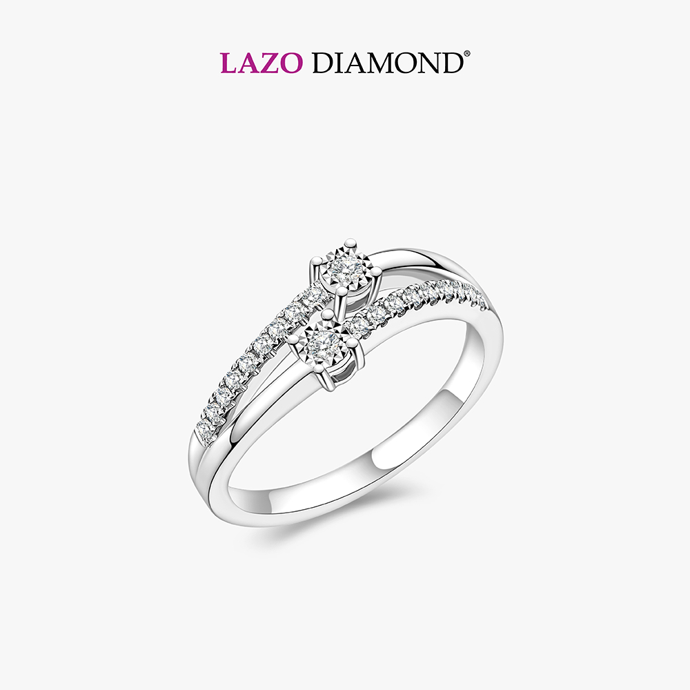 LAZO DIAMOND Duo Diamond Pavé Ring in 9k White Gold | Shopee Malaysia
