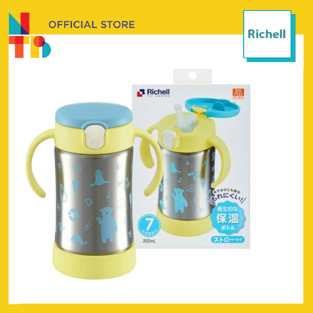 Richell TLI Stainless Straw Bottle Mug 200ml | Shopee Malaysia