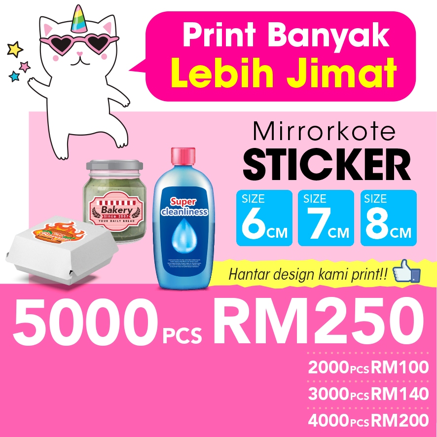 🔴6CM-8CM🔴Custom Sticker Label Produk Printing | 2000/3000/4000/5000PCS ...