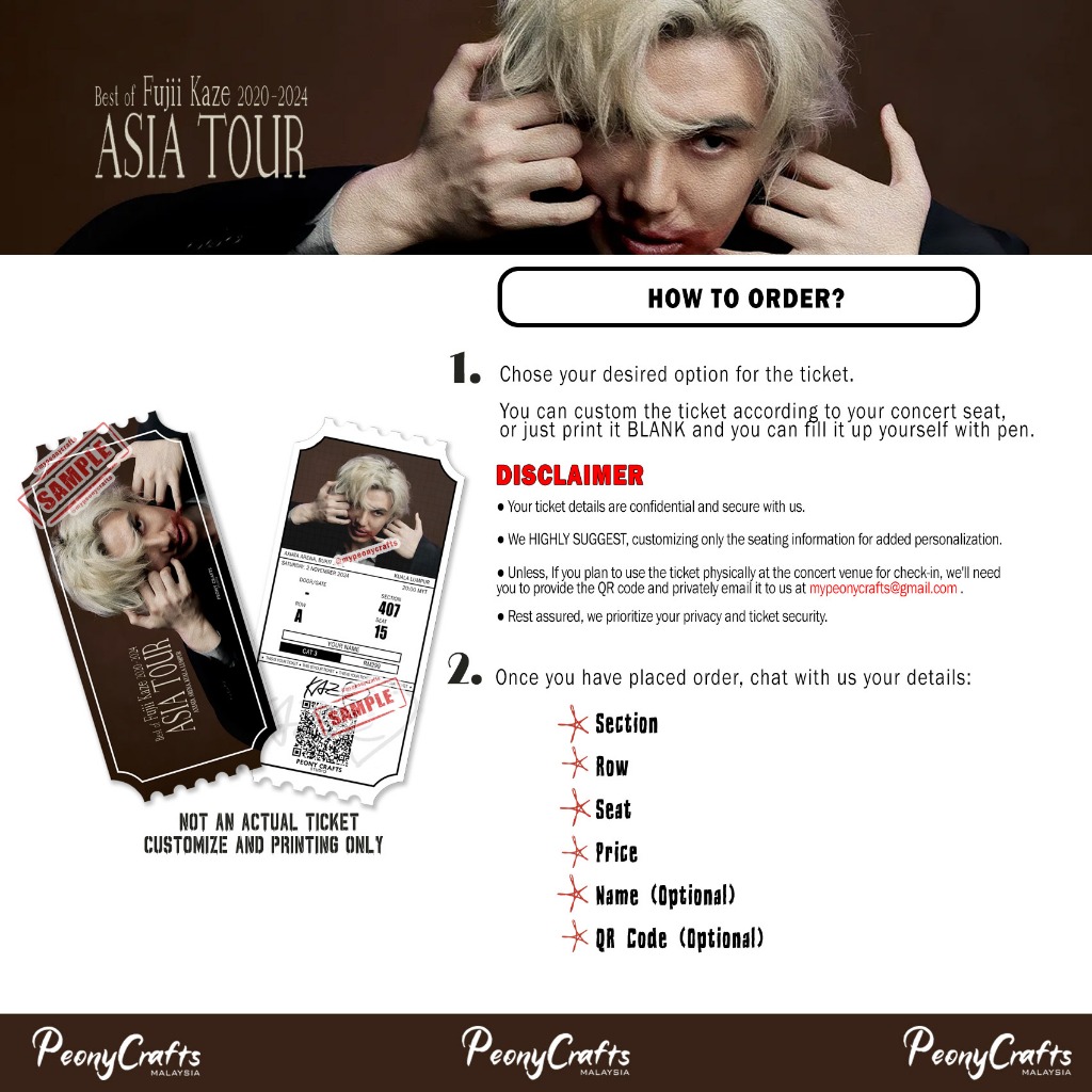 [JAPAN] Fujii Kaze concert ticket the fujii kaze souvenir concert kit fanmade hand fan fuji kaze ...