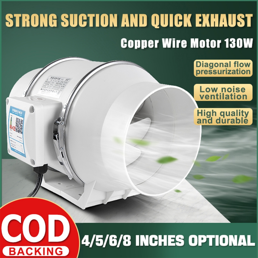 4"/5"/ 6"/ 8" inch Exhaust Fan High Suction Power Inline Duct Booster ...